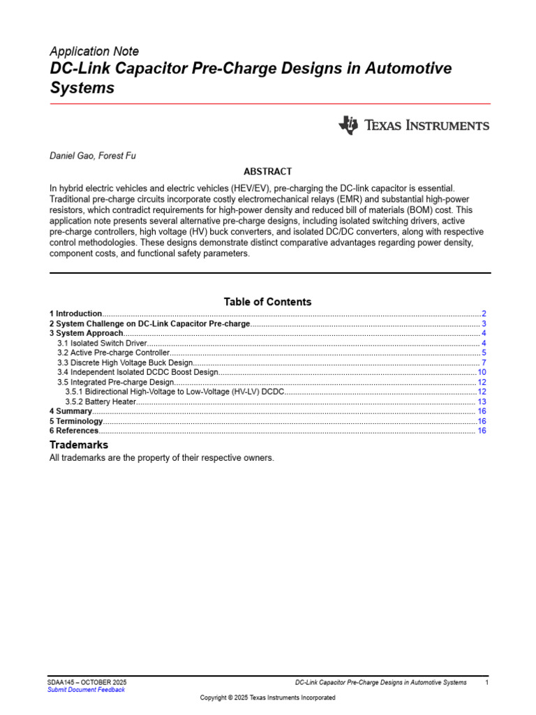 Automotive DC-Link Capacitor Pre-Charge Solutions | PDF | Capacitor ...