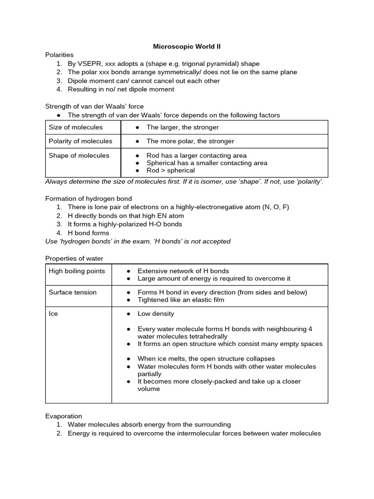 Microscopic Chemistry Note | PDF | Chemical Bond | Chemical Polarity