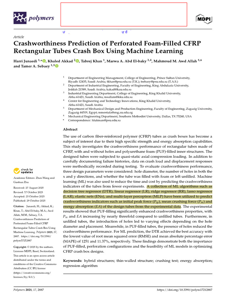 Cite!@Crashworthiness Prediction of Perforated Foam-Filled CFRP ...