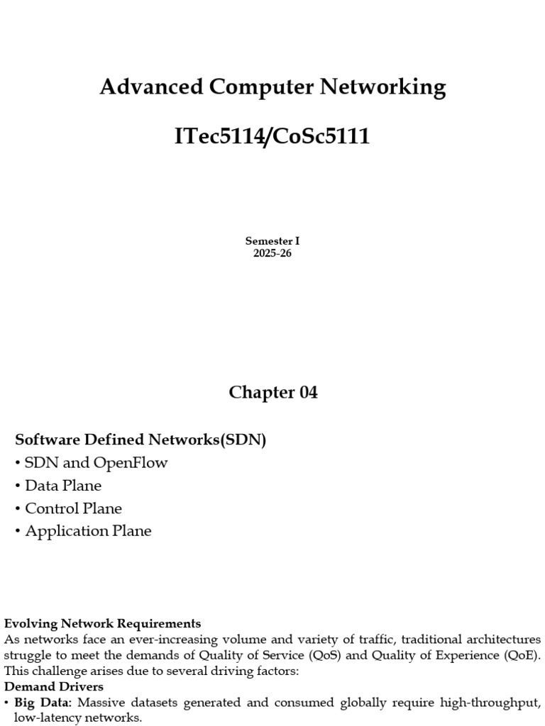 Chapter 04 Software Define Network | PDF | Computer Network | Network ...