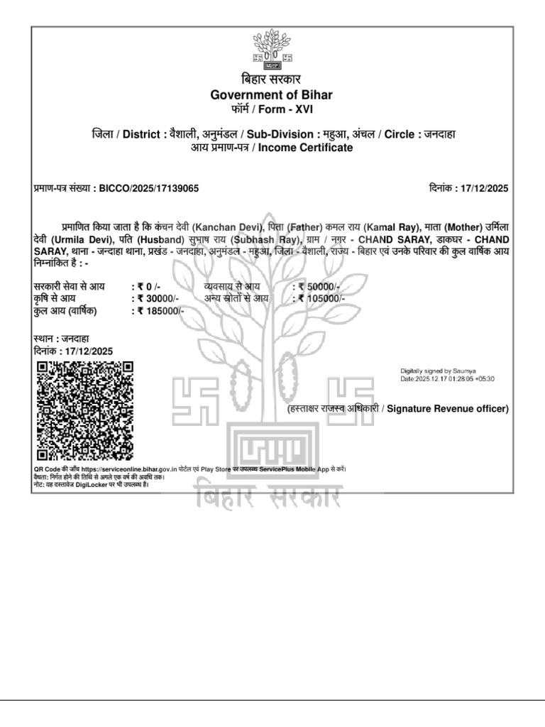 Income Certificate | PDF