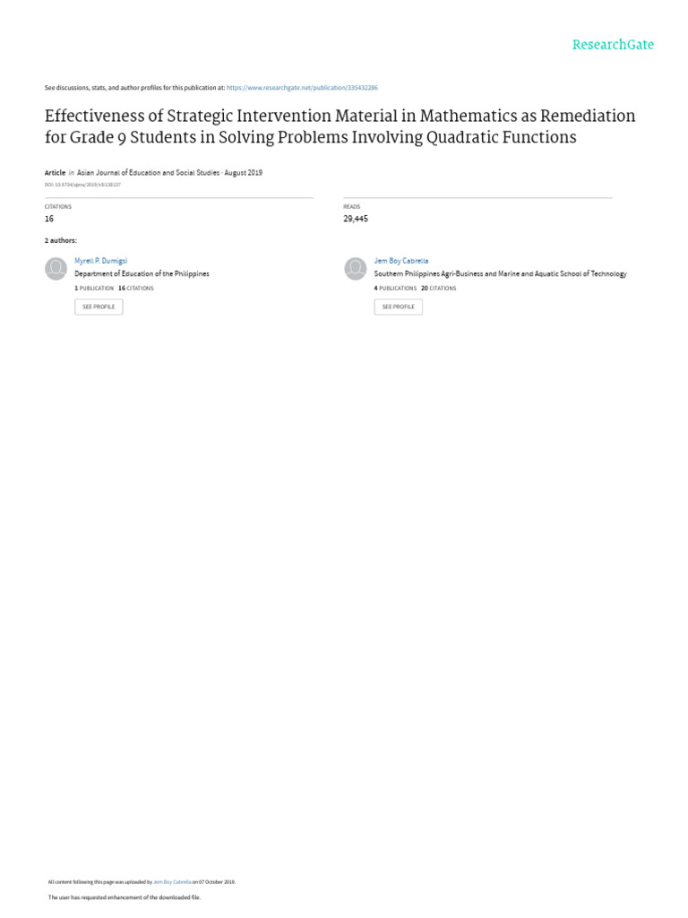 Du Migs i and Cab Rella Published Paper | PDF | Learning | Teachers