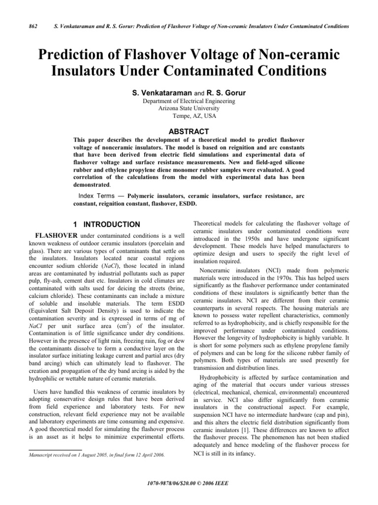 Prediction of Flashover Voltage of Non-Ceramic Insulators Under ...