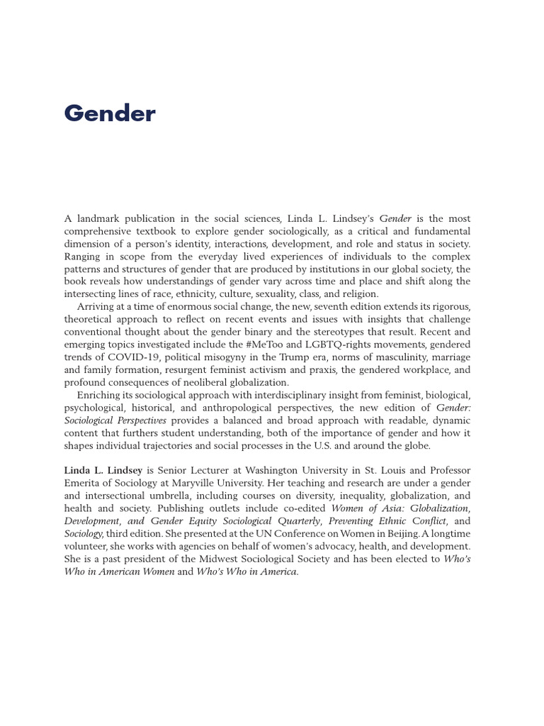 Gender: Sociological Perspectives Overview | PDF | Gender | Gender Studies
