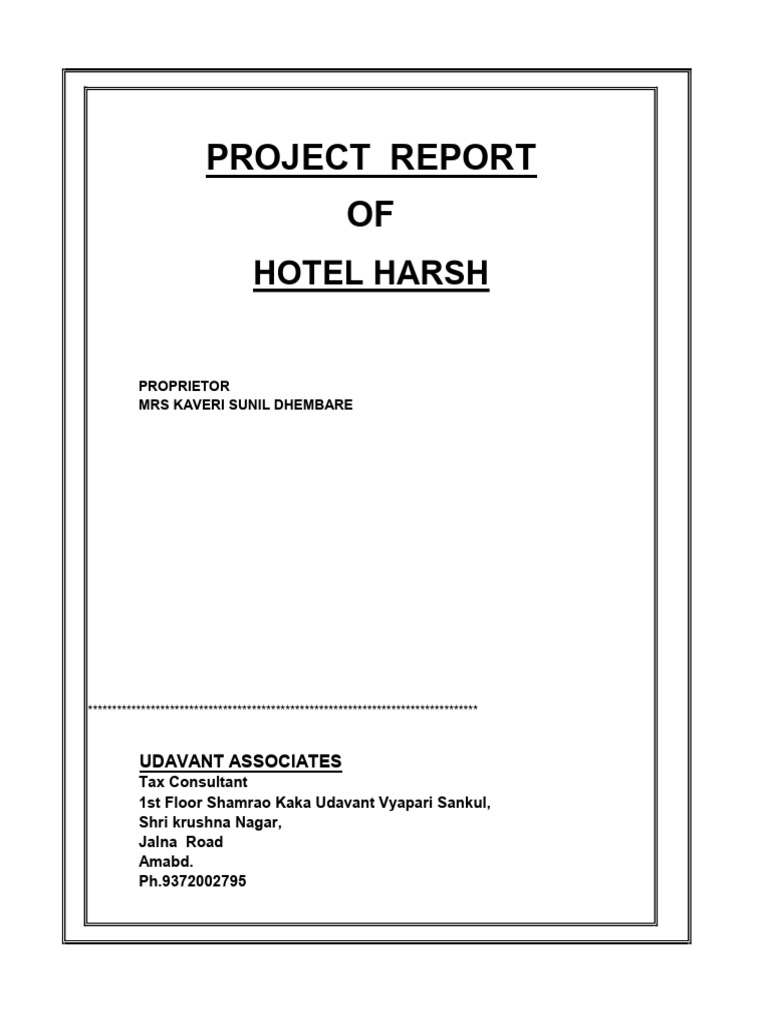 Hotel Harsh Project Report 19-12-2025 | PDF | Depreciation | Loans