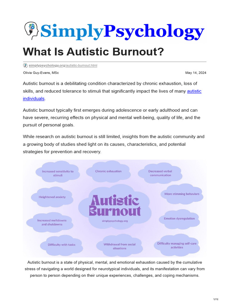 Understanding Autistic Burnout Symptoms | PDF | Autism | Occupational ...