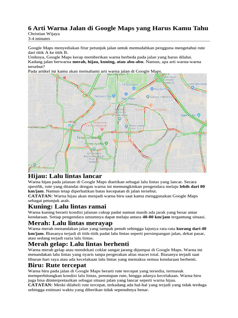 Arti Warna Jalan di Google Maps | PDF