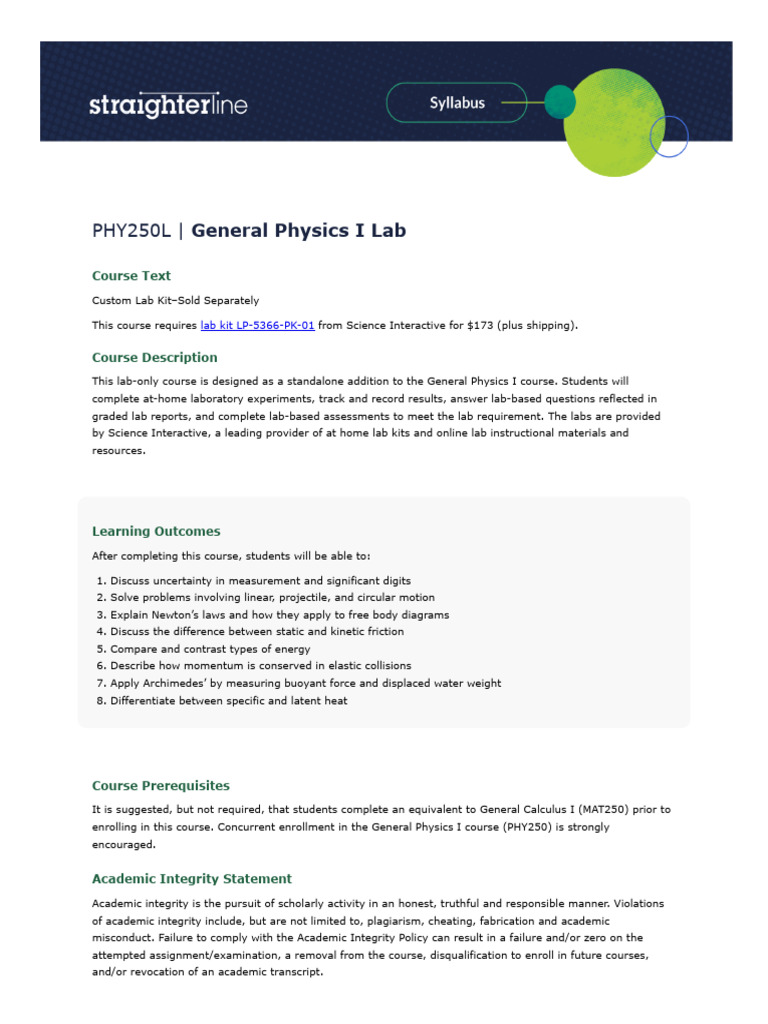 PHY250L General Physics I Lab V4 | PDF | Force | Educational Assessment