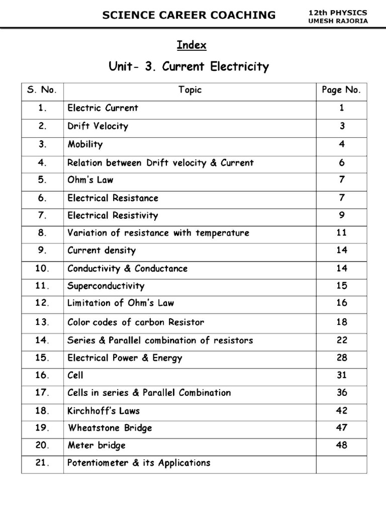 3 Current Electricity | PDF
