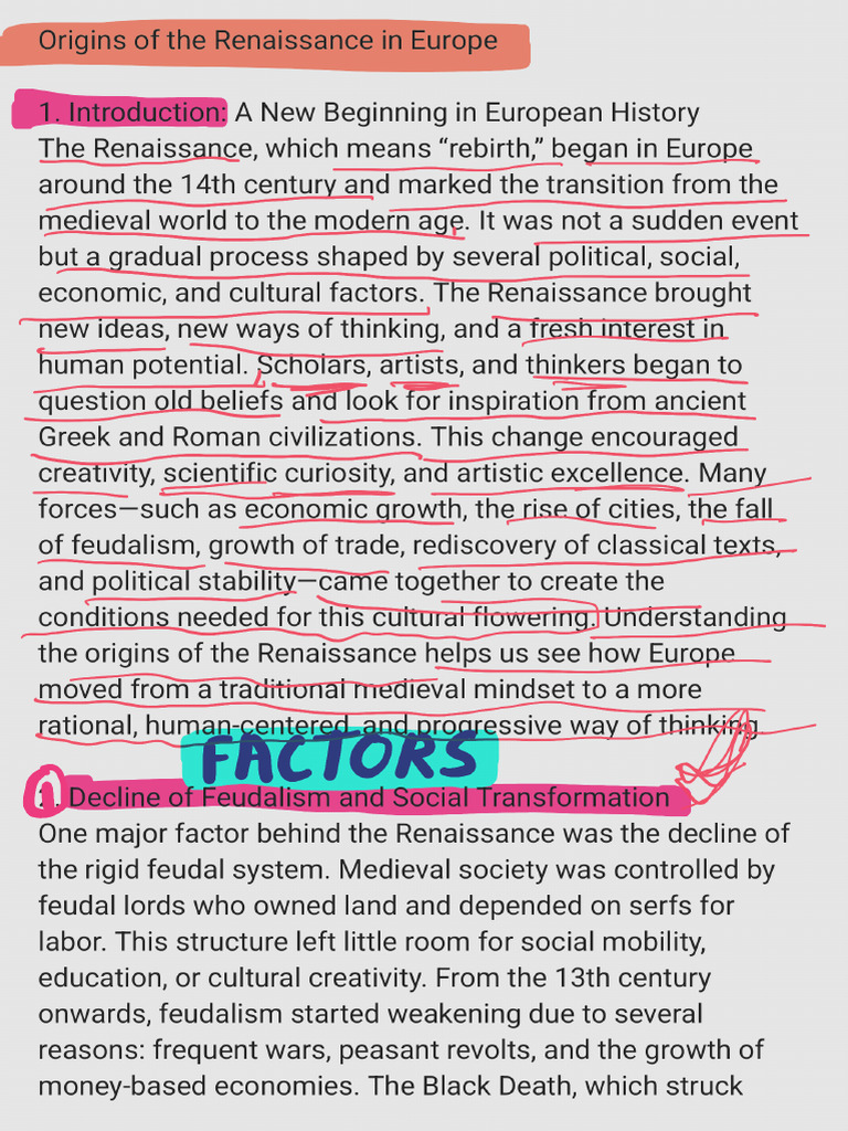 Origins of Renaissance (Factors Responsible) - 251215 - 111908 | PDF