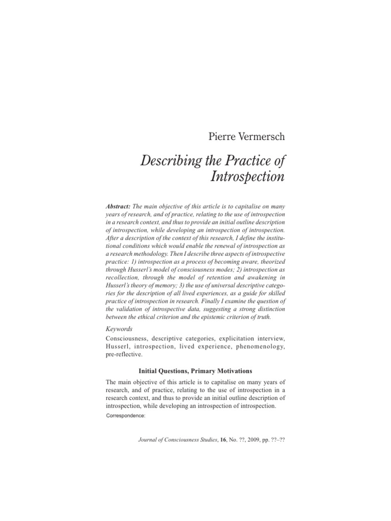 Describing The Practice of Introspection 241006 081942 | PDF ...