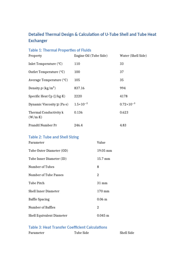 Detailed Shell and Tube Heat Exchanger Calculation | PDF | Viscosity ...