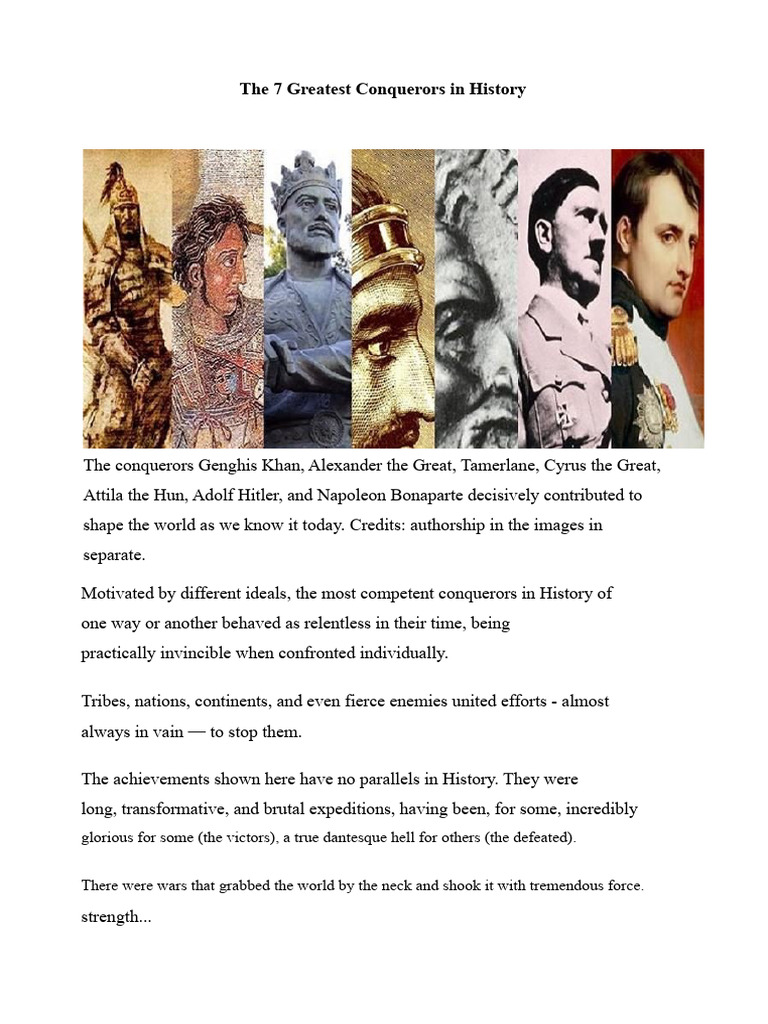 The 7 Greatest Conquerors in History | PDF | Genghis Khan | Cyrus The Great