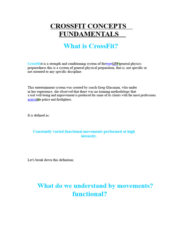 Understanding CrossFit Fundamentals | PDF | Strength Training ...