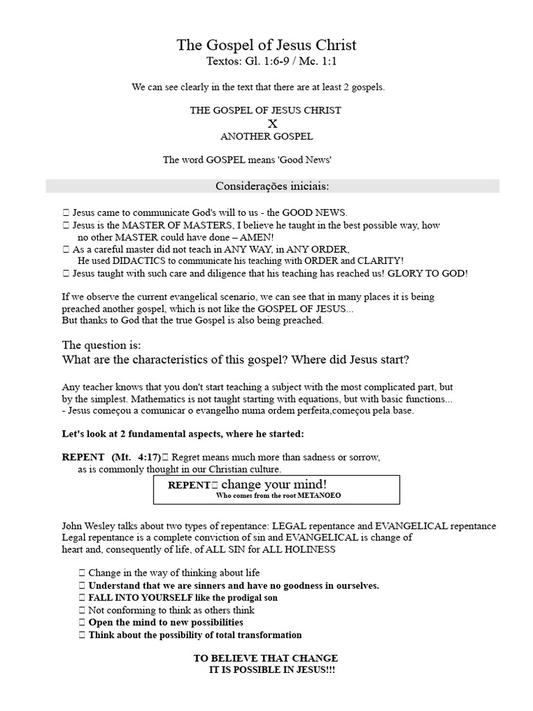 Understanding the Gospel of Jesus Christ | PDF | Born Again | Jesus