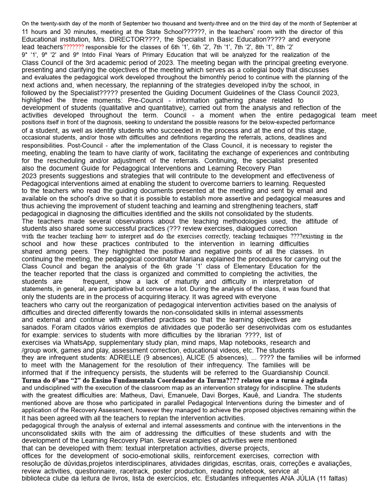 Model Minutes 3rd Semester Final | PDF | Teachers | Pedagogy