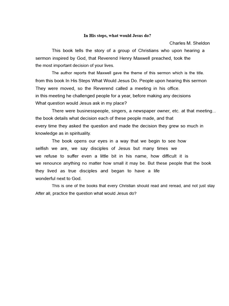 In His Steps: What Would Jesus Do? | PDF