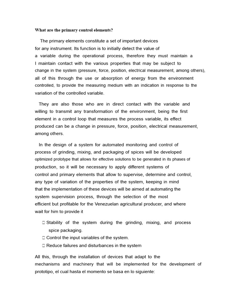 What Are the Primary Control Elements | PDF | Instrumentation ...