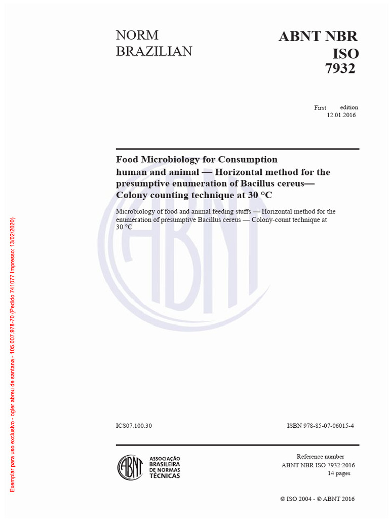 ISO 7932-2016 Bacillus Cereus | PDF | Bacillus | Agar