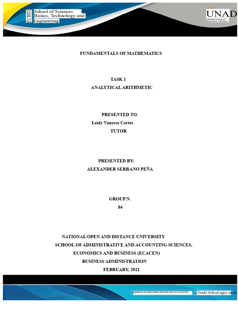 Annex - Task 1 - Analytical Arithmetic | PDF | Arithmetic | Multiplication