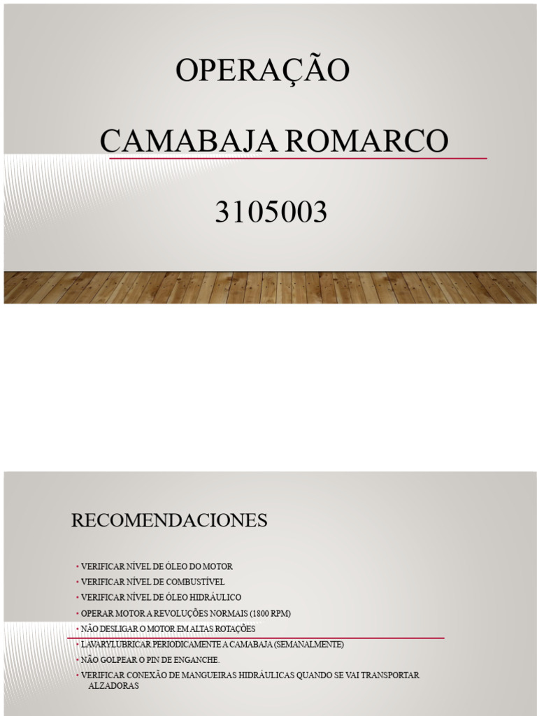 Passo a Passo Operação Camabaja Romarco 3105003 | PDF