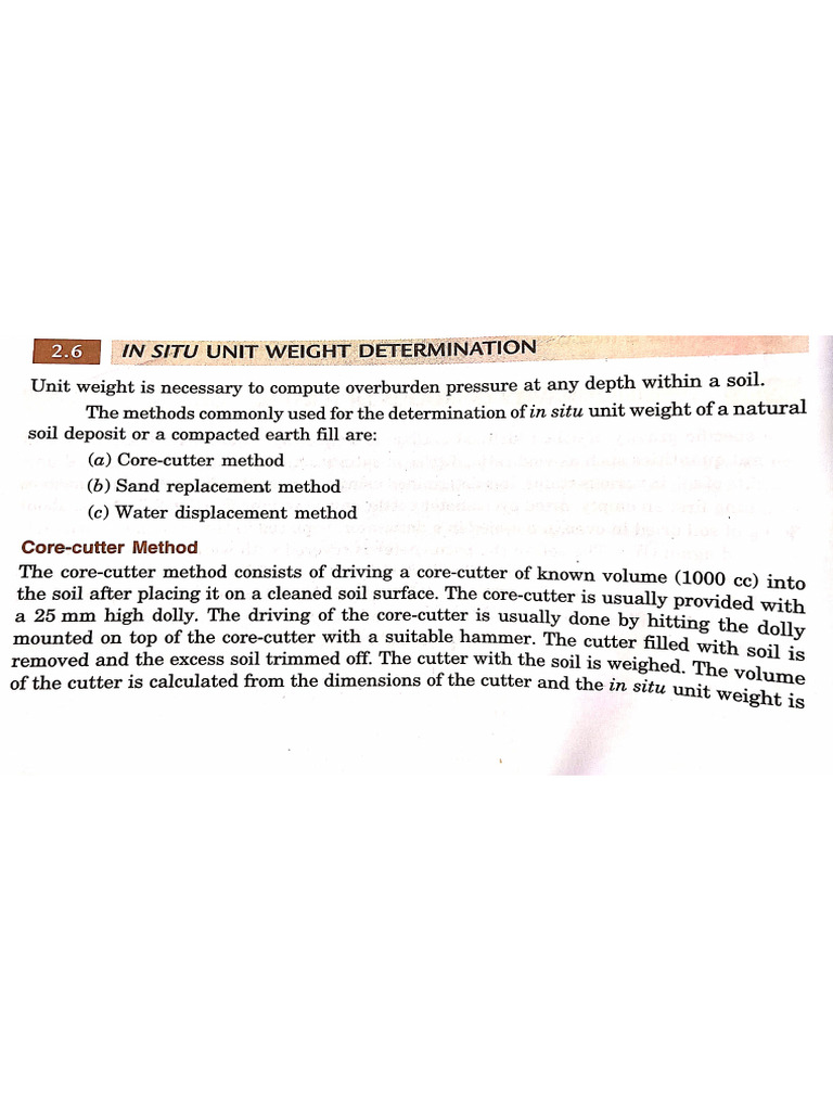 In Situ Unit Weight | PDF