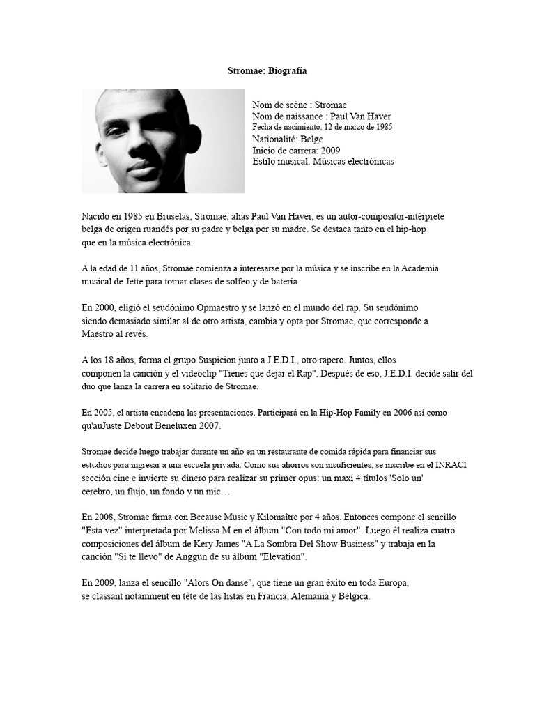 Biografía de Stromae: Vida y Carrera | PDF