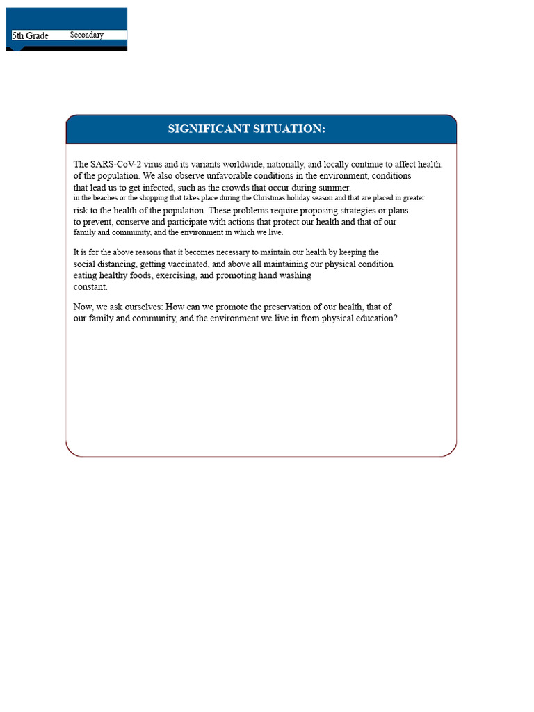 PHYSICAL EDUCATION - recovery folder for 5th year of high school | PDF ...