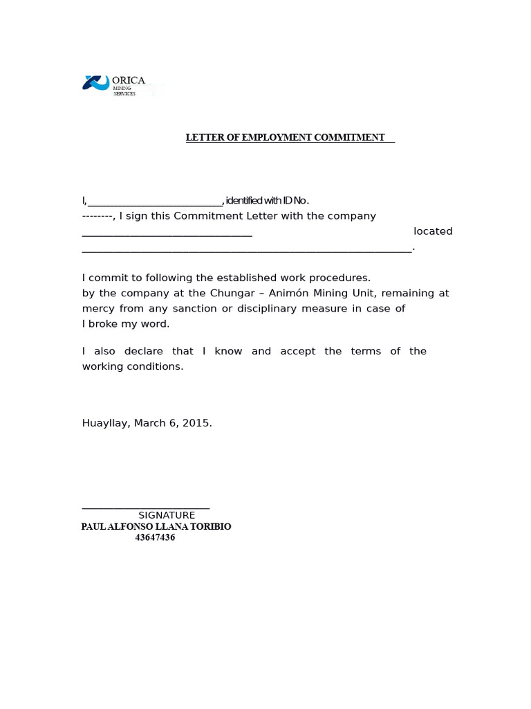 Letter of Employment Commitment | PDF