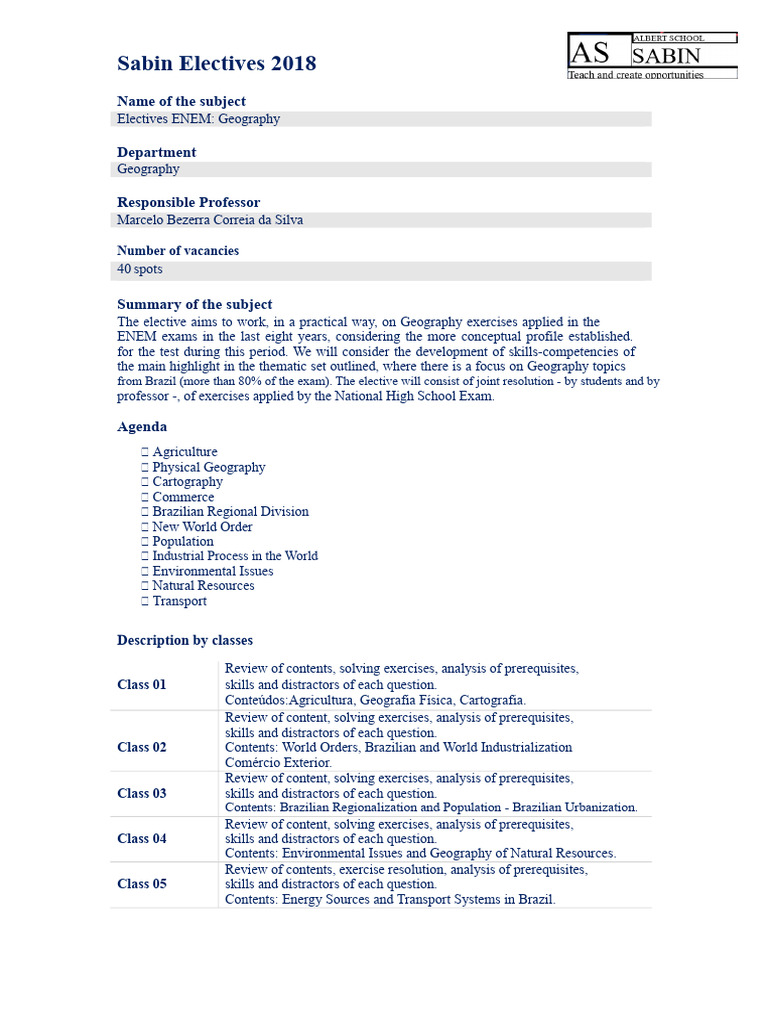 Electives Enem Geography | PDF