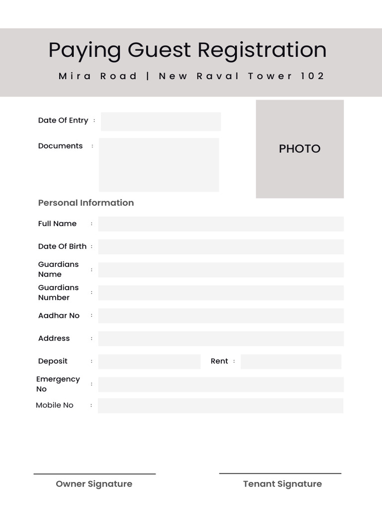 PG Member Form | PDF
