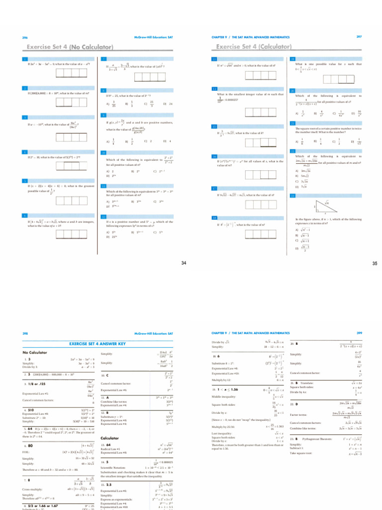 Exponents and Radicals Math Lesson For Est Exam and SAT and ACT Exam ...