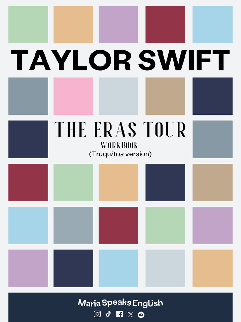 Taylor Swift- The ERAS TOUR WORKBOOK by Maria Speaks English | PDF ...