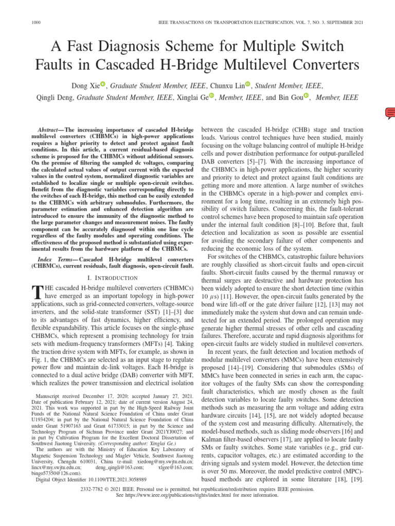 Fast Fault Diagnosis for CHB Multilevel Converters | PDF | Capacitor ...