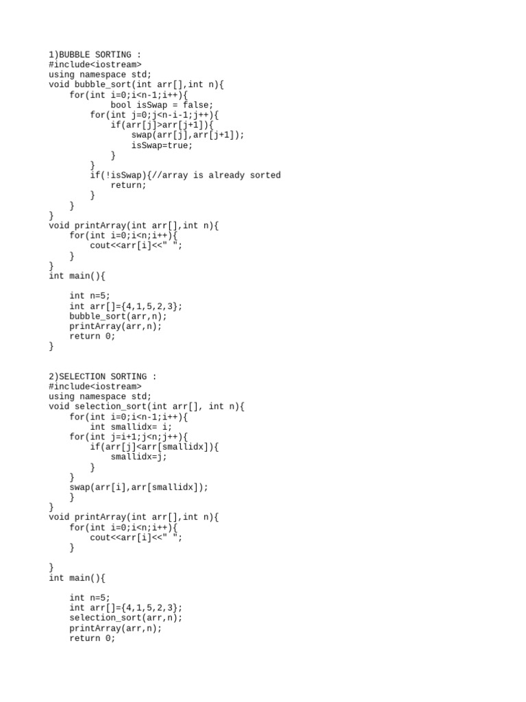 Sorting in Cpp | PDF