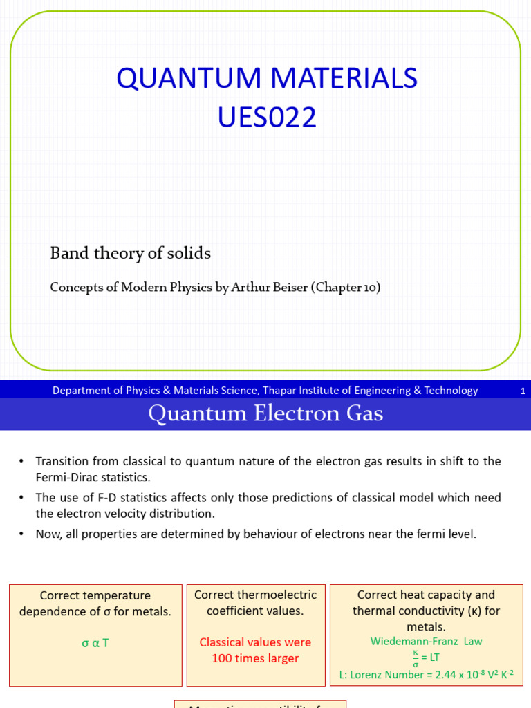 07 Band Theory | PDF | Electron | Electrical Resistivity And Conductivity