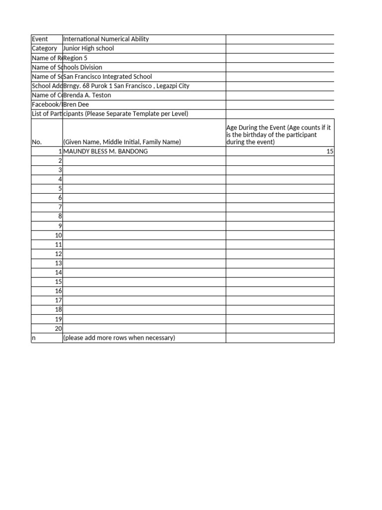 Registration Template | PDF