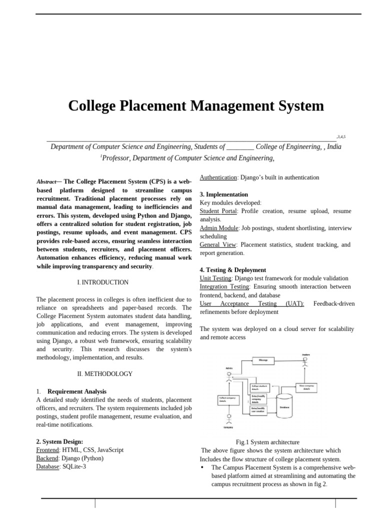 College Placement Management System | PDF | Computing | Information ...