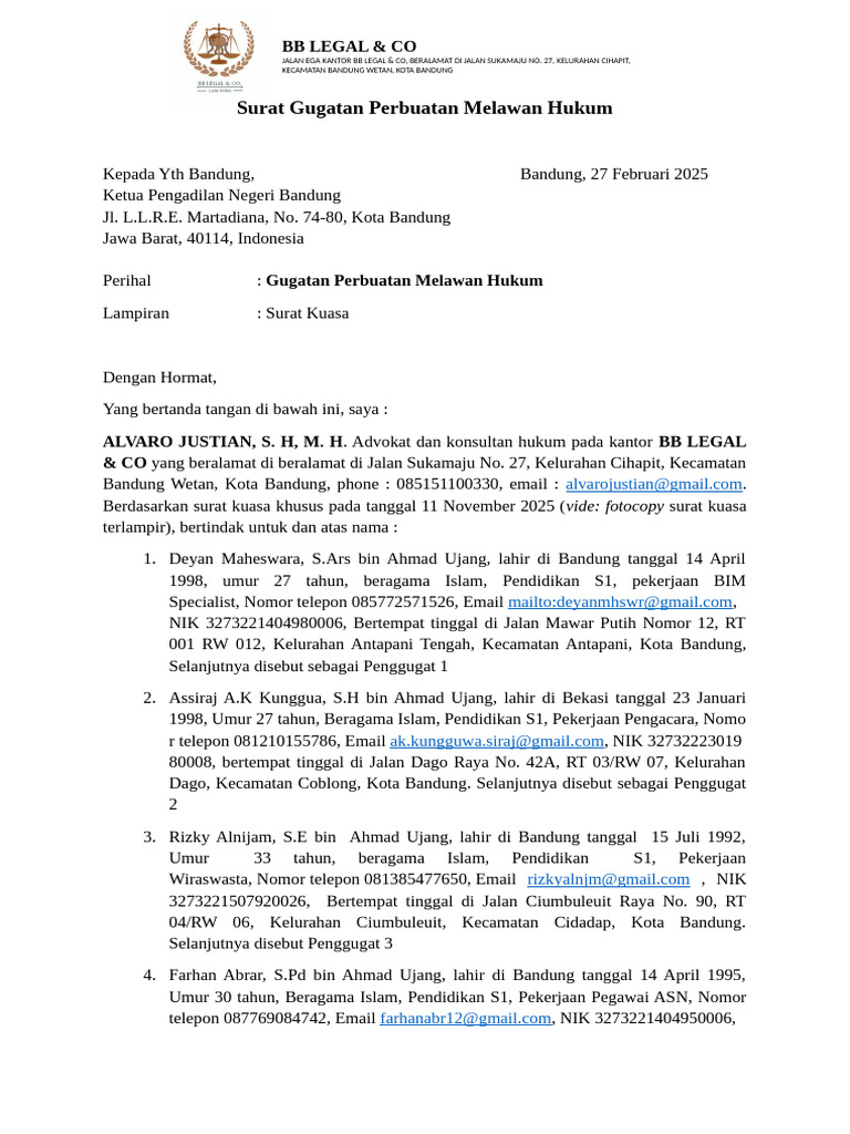Gugatan Perbuatan Melawan Hukum Bandung | PDF