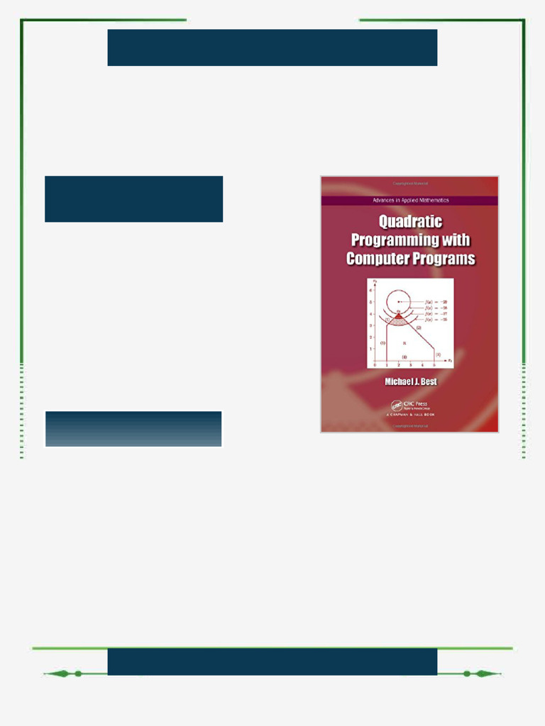 Quadratic programming with computer programs 1st Edition Michael J ...