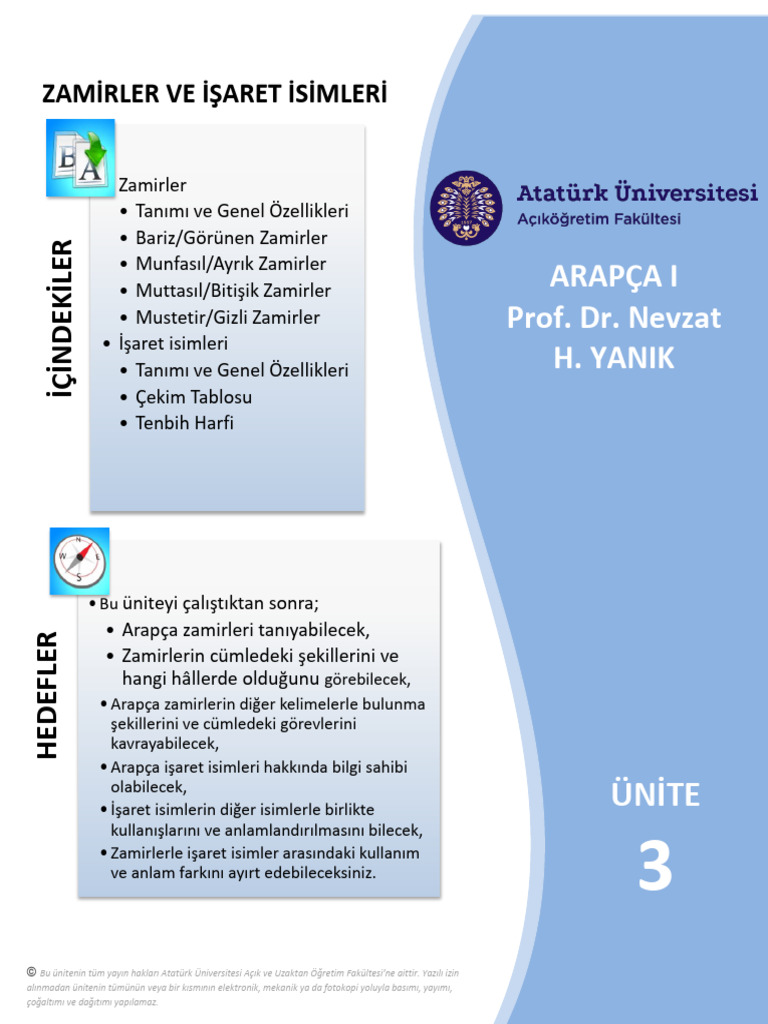 Ünite - Zamirler Ve İşaret İsimleri | PDF
