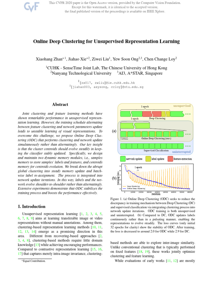 Zhan Online Deep Clustering for Unsupervised Representation Learning CVPR 2020 Paper | PDF ...
