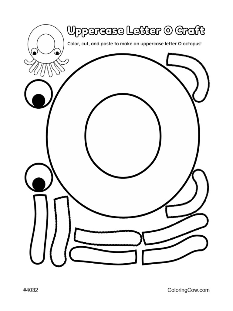 Uppercase Letter O Octopus Craft and Coloring Page PDF | PDF