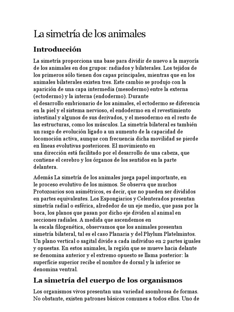 La simetría de los animales | PDF | Términos anatómicos de ubicación ...