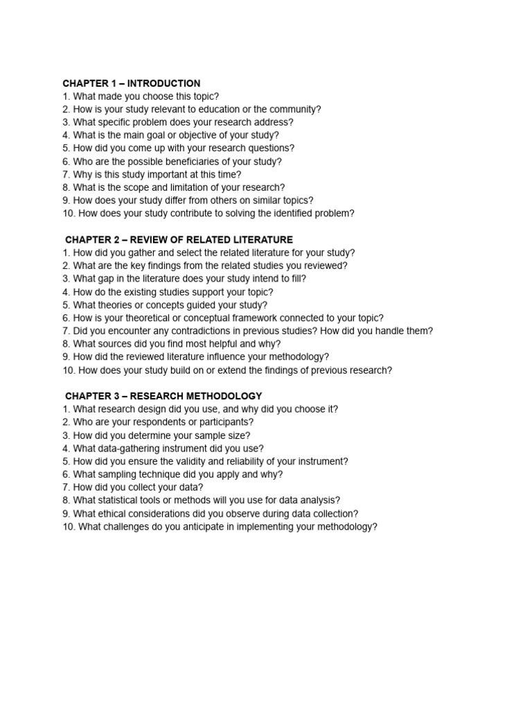 Research Defense Possible Questions | PDF