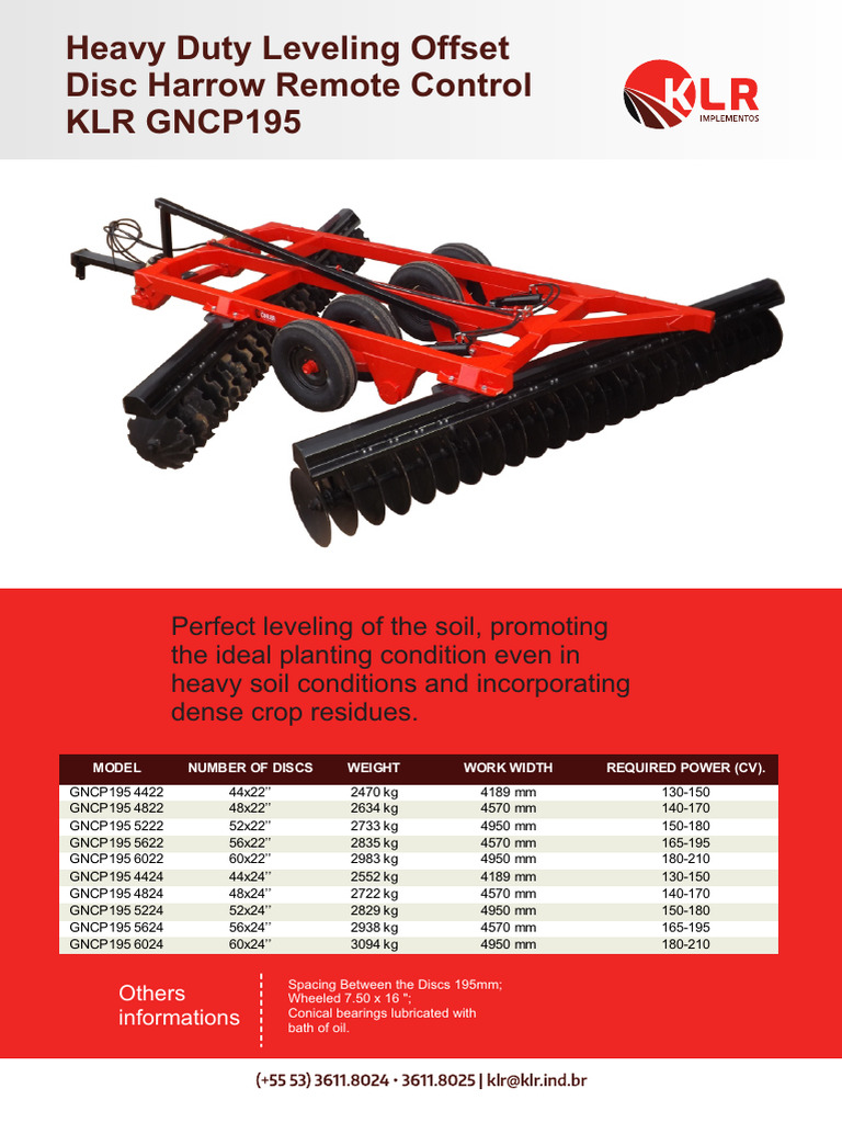 Heavy Duty Leveling Offset Disc Harrow Remote Control GNCP - Produtos ...