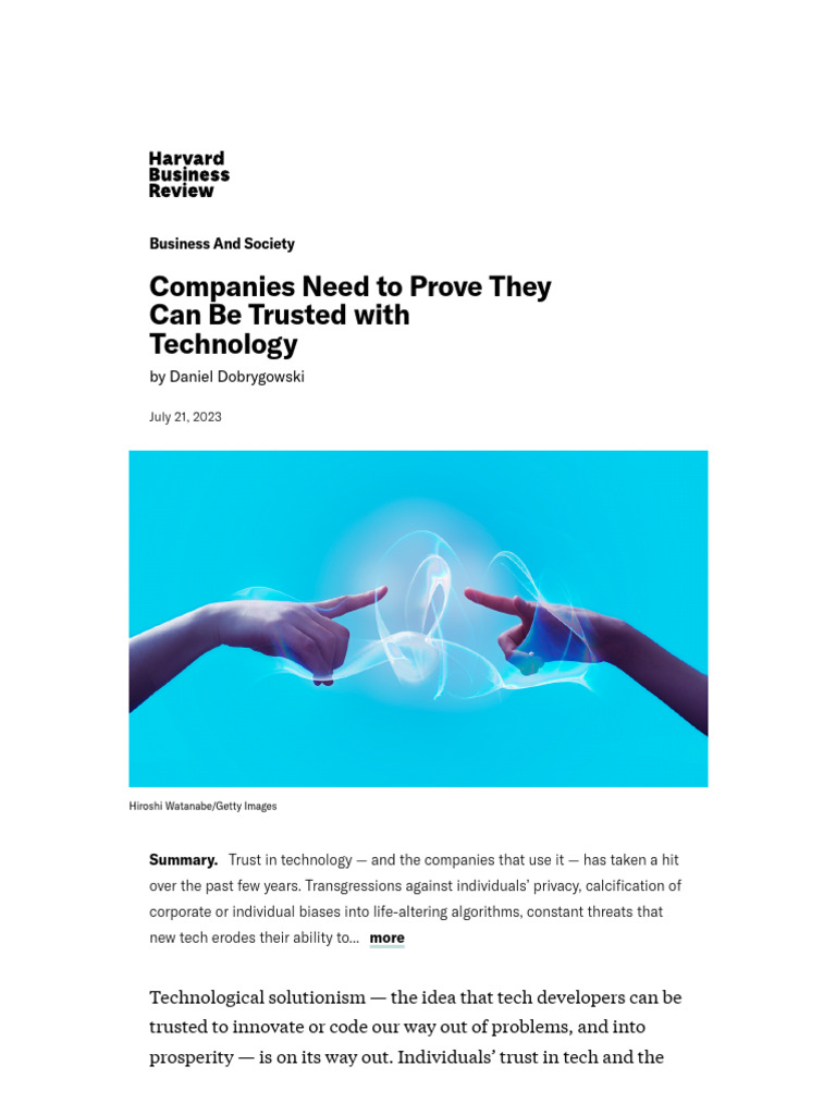Companies Need To Prove They Can Be Trusted With Technology | PDF ...