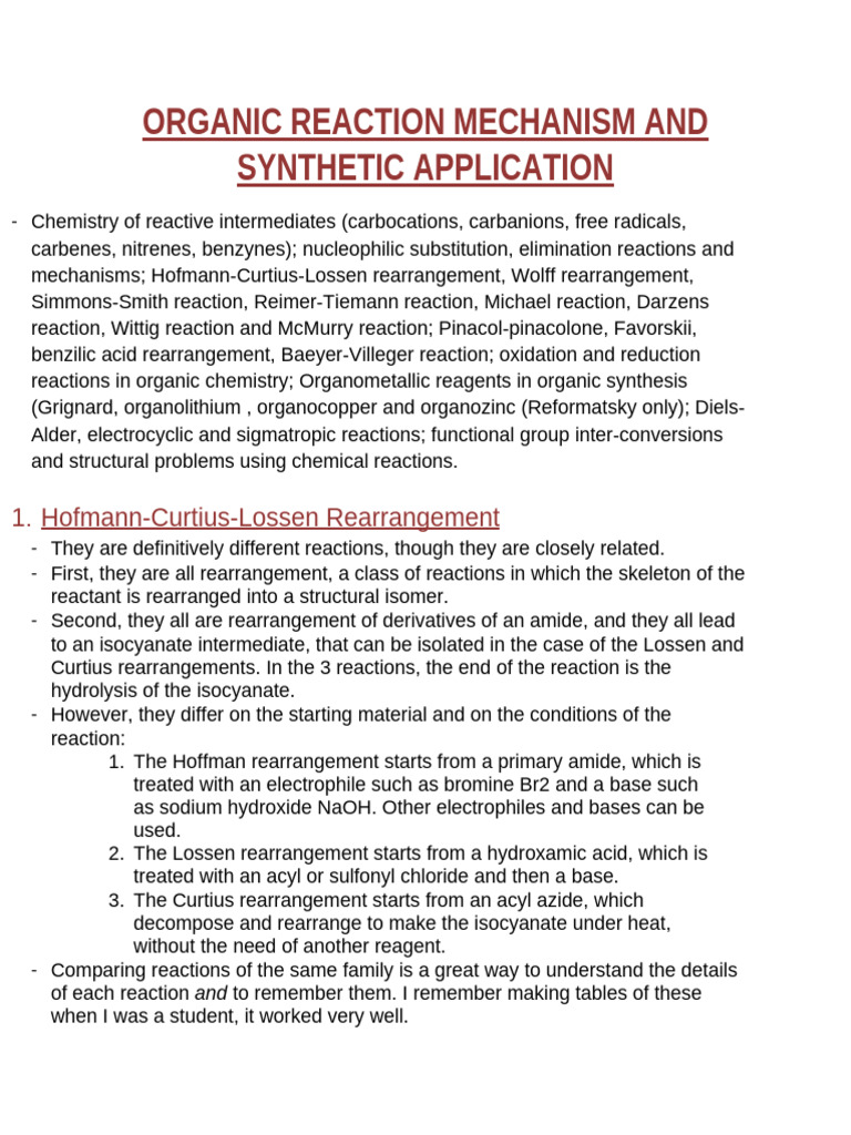 Organic Reaction Mechanism and Synthetic Application | PDF | Amide ...