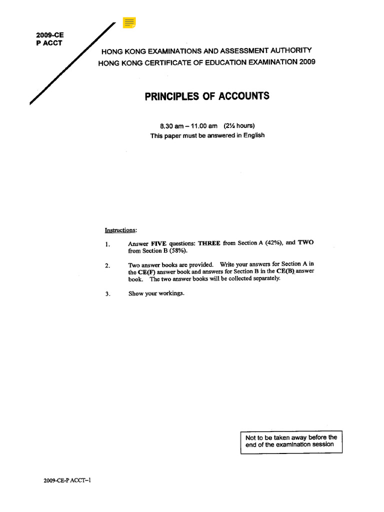 2009 Principles of Accounts | PDF