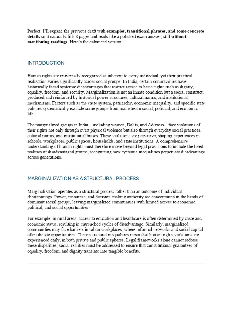 Women Marginalised | PDF | Social Exclusion | Gender Studies